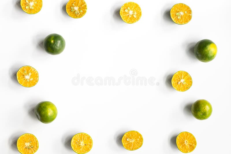 Top View, Flat Lay of Fresh Mandarin Oranges on White Background with ...