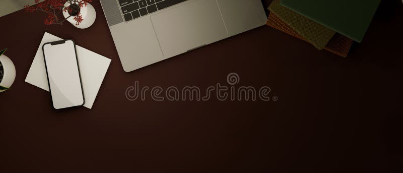 Top View, Flat Lay Image of a Working Desk with Copy Space Stock ...