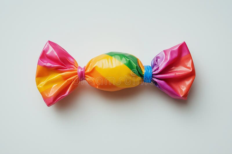 Top View. Flat Lay of a Shiny Candy Wrapper on White Background Stock ...