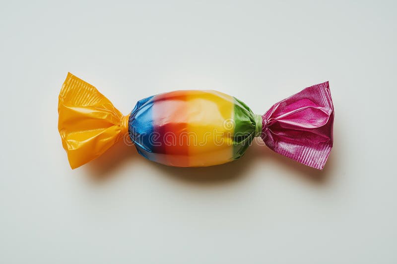 Top View. Flat Lay of a Shiny Candy Wrapper on White Background Stock ...