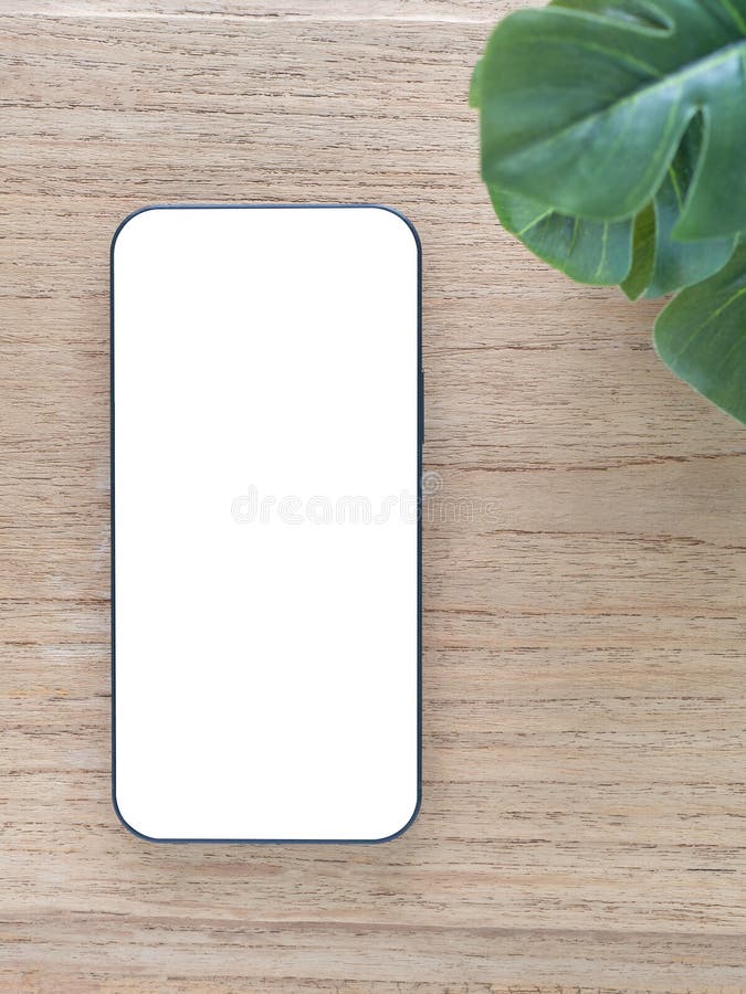 Top View, Flat Lay of a Smartphone with a Blank White Screen on a Light ...