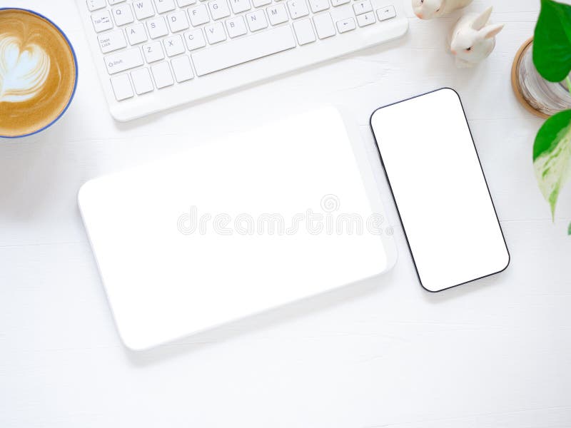 Top View, Flat Lay Template, Mock-up Digital Tablet Pc Computer with ...