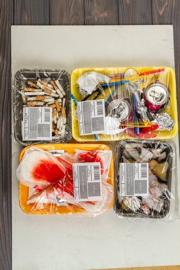 Top View Flat Lay Waste Sorting Concept. Stock Photo - Image of label ...