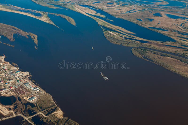 Top View Floodland of Great River during Spring Stock Image - Image of ...