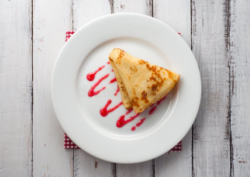 Top View of Folded Pancake on White Plate Stock Image - Image of ...
