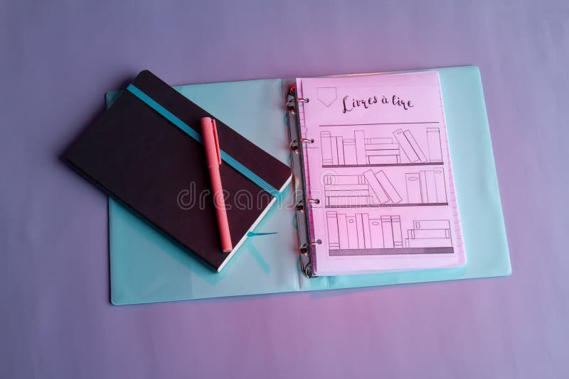 Top View Folder with Copybook and Pen. Stock Photo - Image of design ...