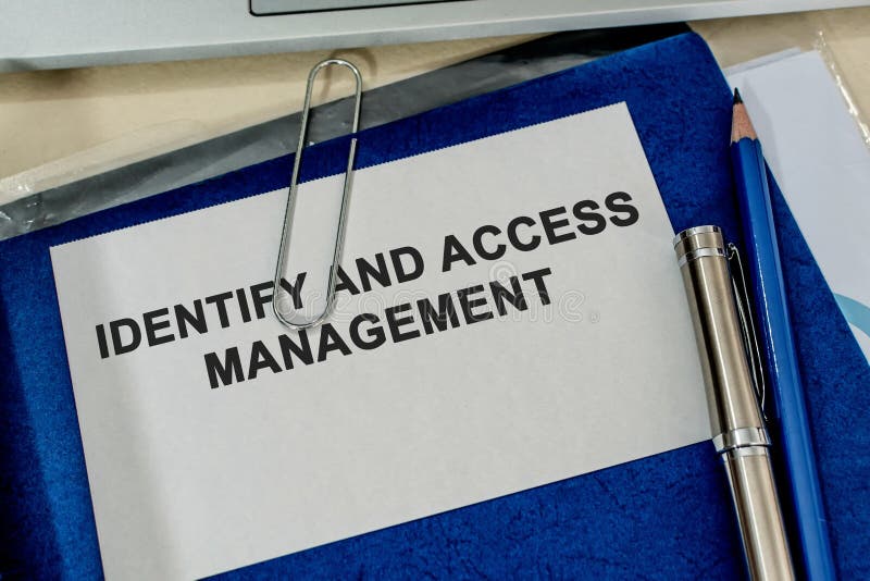 Top View of a Folder Labelled "IDENTIFY and ACCESS MANAGEMENT" on a ...