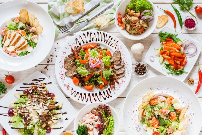 Top View Food Restaurant Banquet Dinner Buffet Stock Image - Image of ...