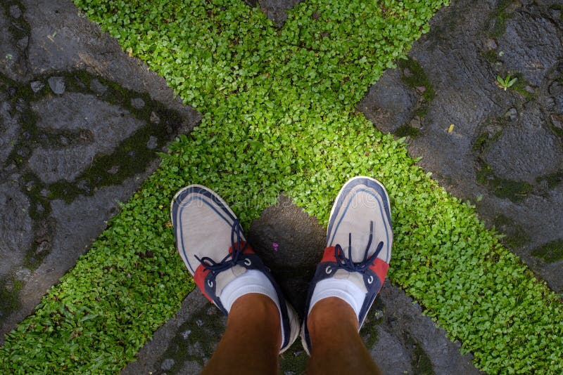 Top View of Foot Stand on Grass Stock Photo - Image of people, adult ...