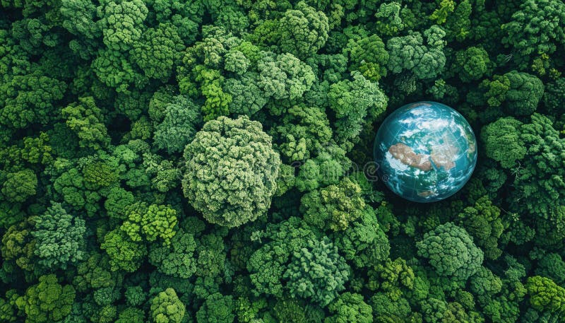 Top View of Forest Crown with Globe among Trees Stock Image - Image of ...