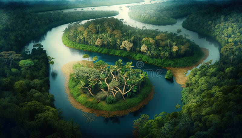 Top View Forest Illustration by Generative AI Stock Illustration ...