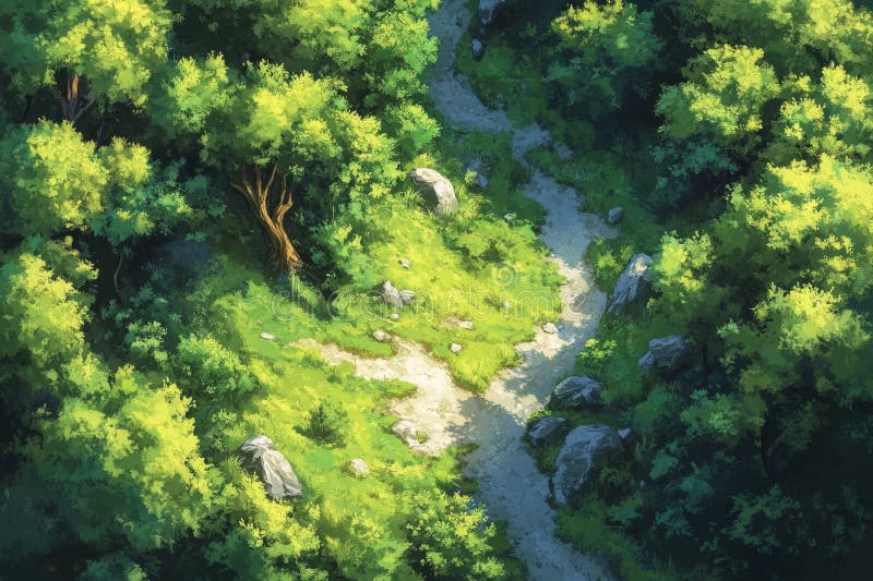Top View of an Forest Map for Video Gaming. Generative AI. Stock ...