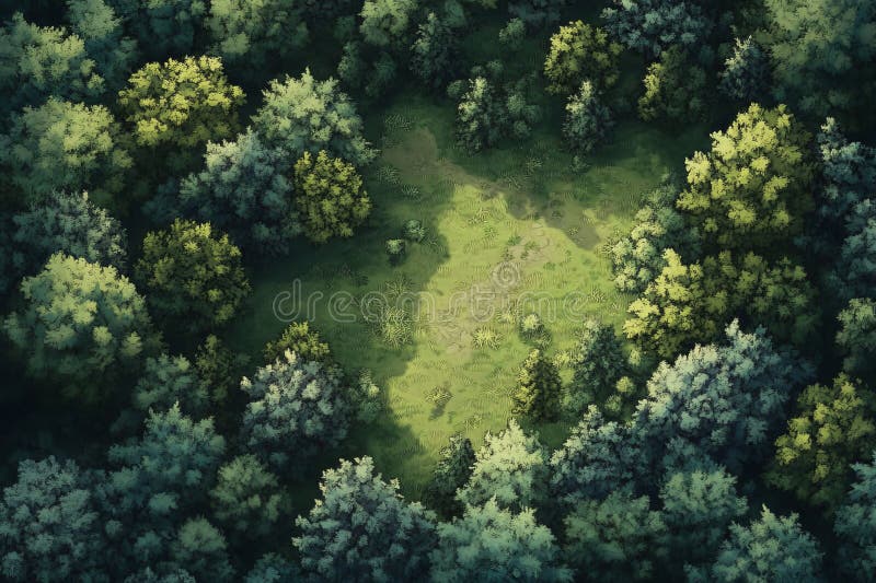 Top View of an Forest Map for Video Gaming. Generative AI. Stock ...