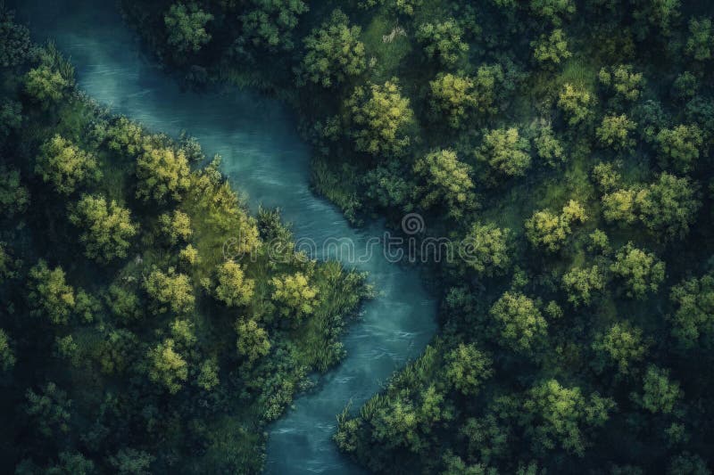 Top View of an Forest Map for Video Gaming. Generative AI. Stock ...