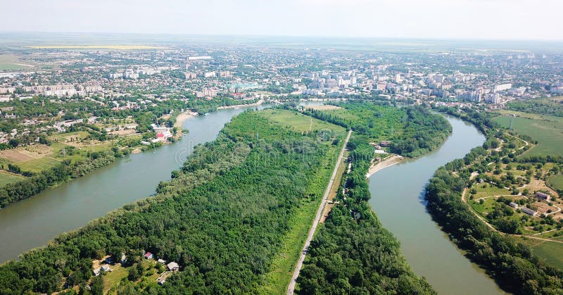 Top View of the Forest and River Stock Photo - Image of panorama ...