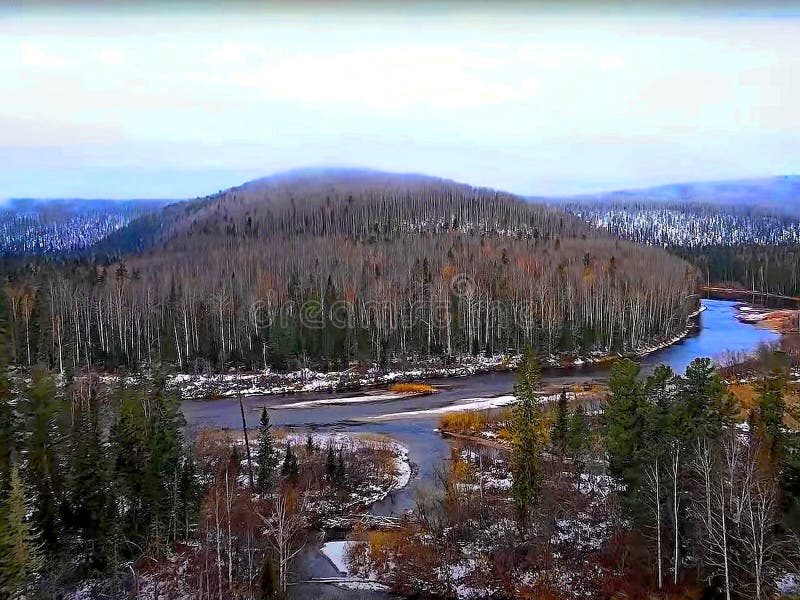 Top View of the Forest and River in the Taiga Stock Photo - Image of ...