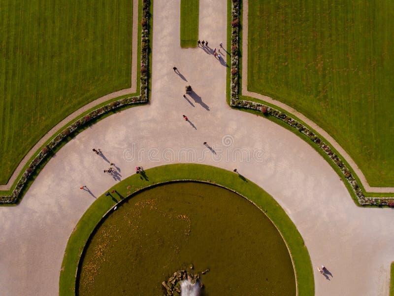 Top View of the Fountain in the Park. Stock Photo - Image of garden ...