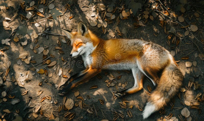 Top View of a Fox Lying in the Shade Stock Image - Image of hunt, wild ...