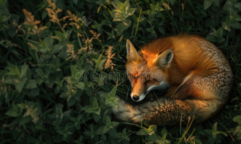 Top View of a Fox Prowling through the Forest Stock Photo - Image of ...