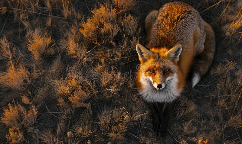 Top View of a Fox Prowling through the Forest Stock Image - Image of ...