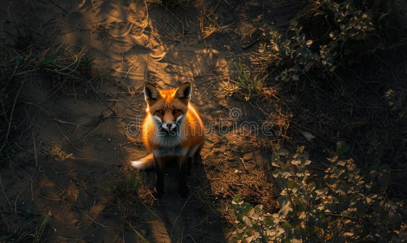 Top View of a Fox Prowling through the Forest Stock Image - Image of ...