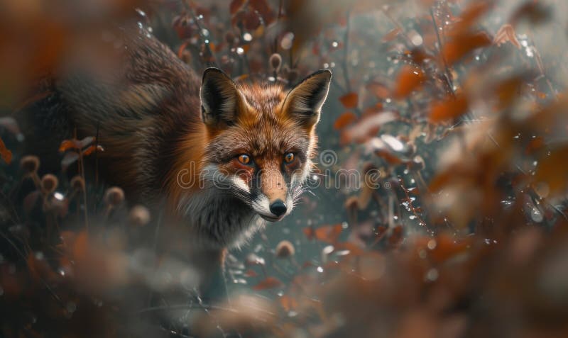 Top View of a Fox Stalking Prey in the Forest Stock Image - Image of ...