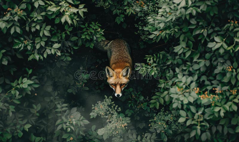 Top View of a Fox Stalking Prey in the Forest Stock Photo - Image of ...