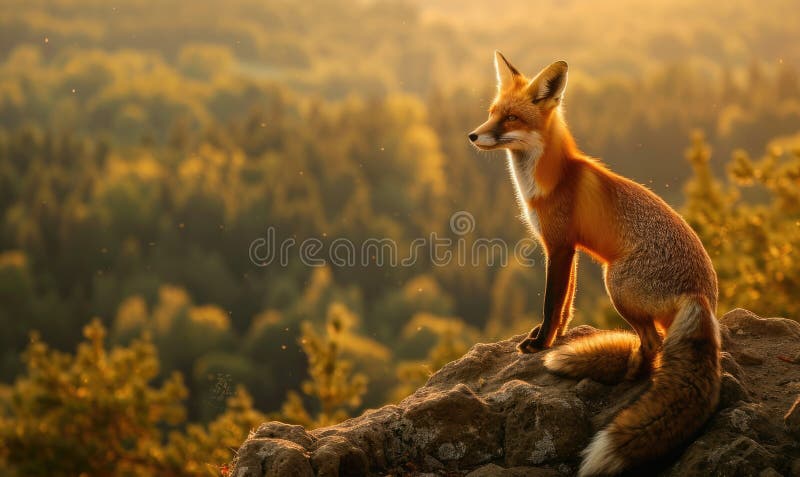 Top View of a Fox Standing on a Rocky Outcrop Stock Image - Image of ...