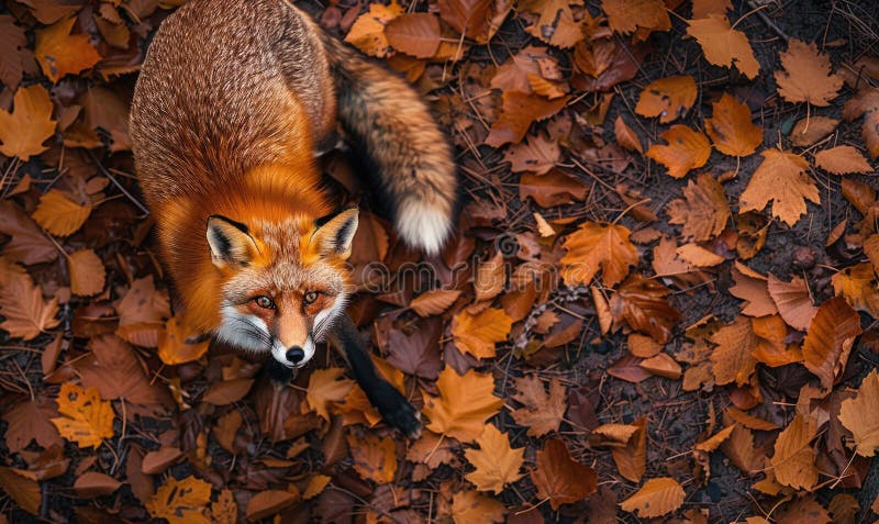 Top View of a Fox Walking through the Forest Stock Image - Image of ...
