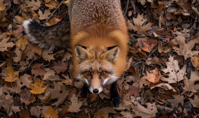 Top View of a Fox Walking through the Forest Stock Photo - Image of ...