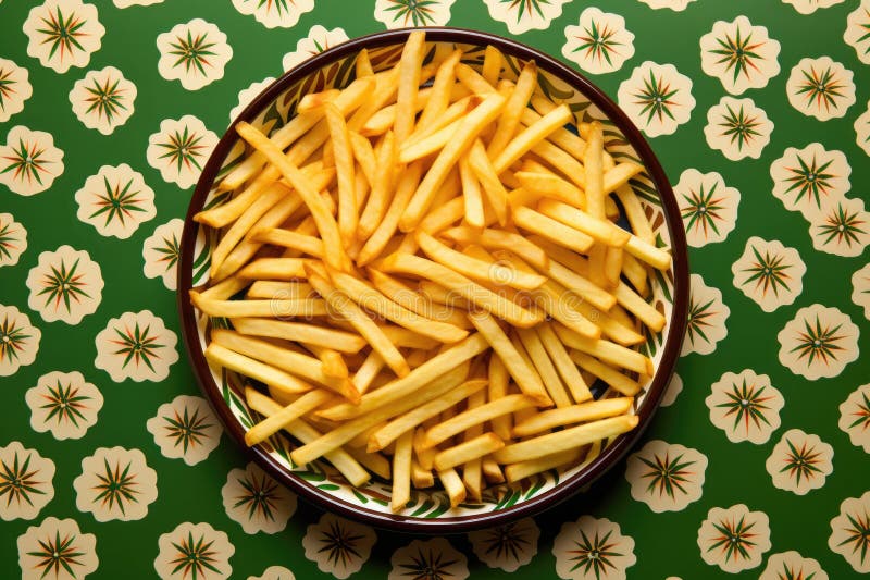 Top View of French Fries Arranged in a Creative Pattern Stock ...