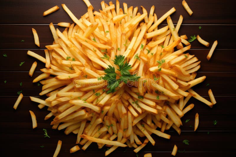 Top View of French Fries Arranged in a Creative Pattern Stock ...