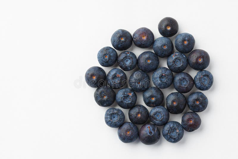 Top View of Fresh Blueberries on White Background Stock Photo - Image ...