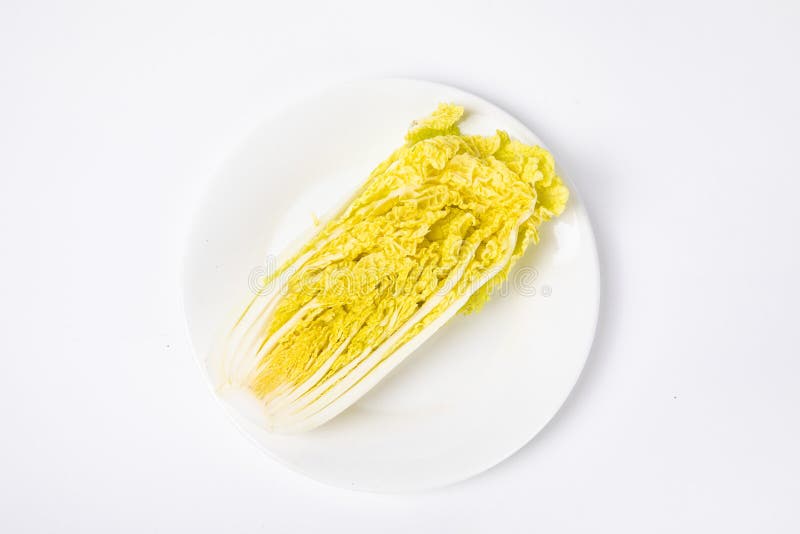 Top View of Fresh Chinese Cabbage on the Plate Isolated on White ...