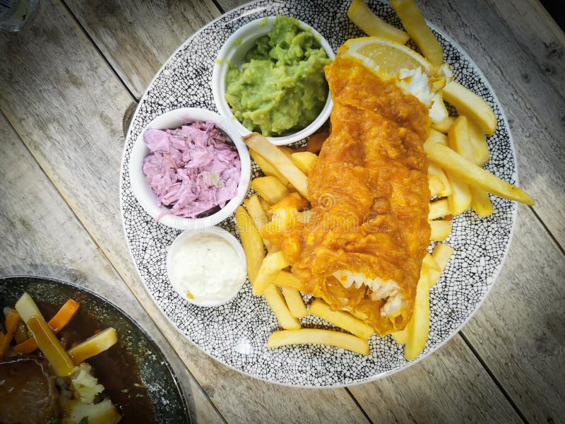 Top View of Fresh Cod Fish and Chips on a Plate. Fast Delicious Food ...