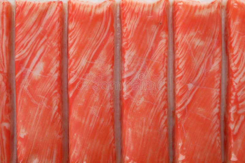 Top View on Fresh Crab Sticks in Pack As Background, Closeup Stock ...