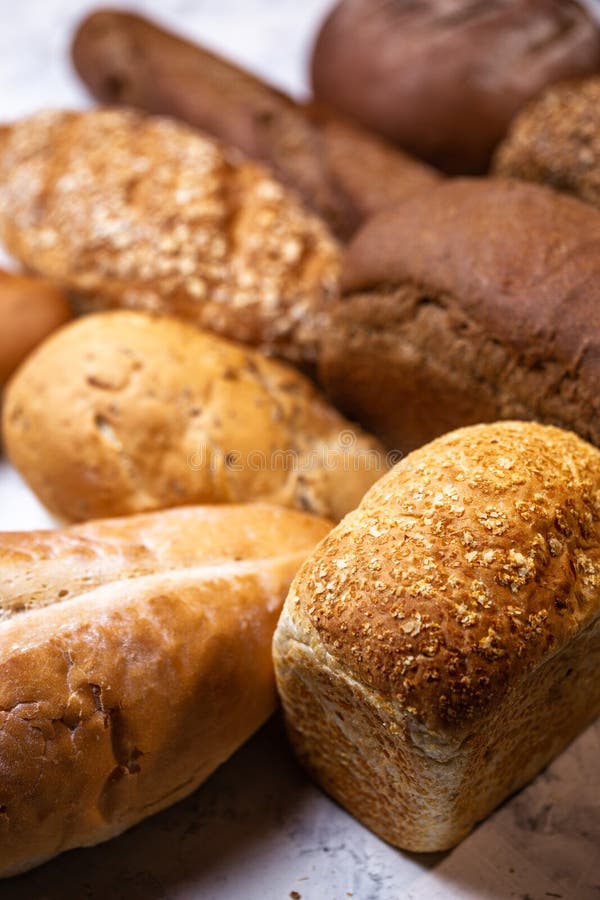 Top View of Fresh Crusty Bread on the Background Stock Photo - Image of ...