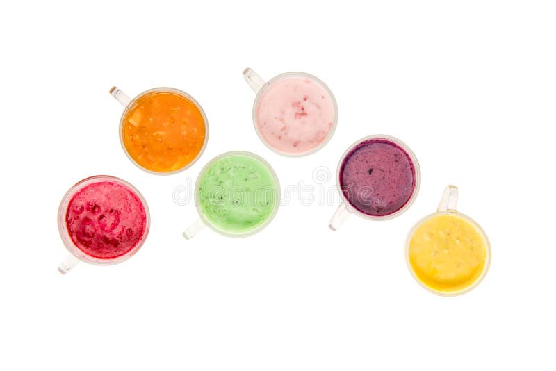 Top View of Fresh Fruit Smoothies in Glass Cups Stock Photo - Image of ...