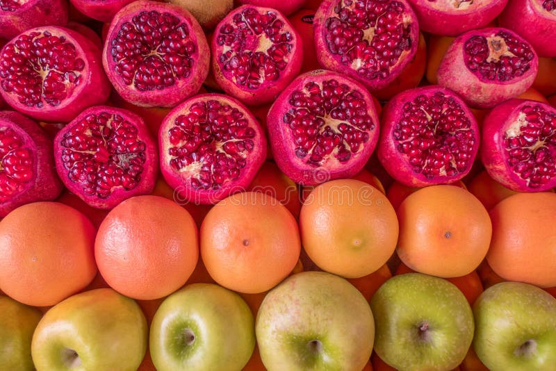 Top View of Fresh Fruits in Rows Stock Image - Image of delicious ...