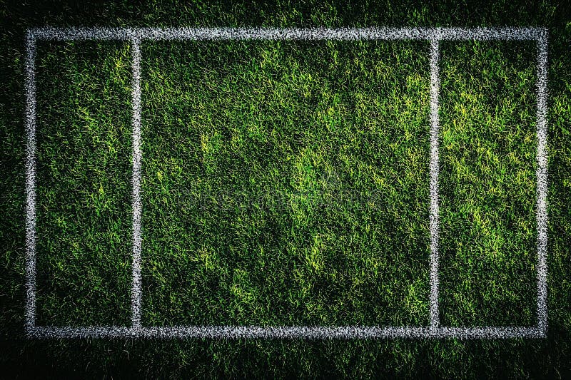 Top View Fresh Green Grass Texture with White Lines, Rectangular Shape ...