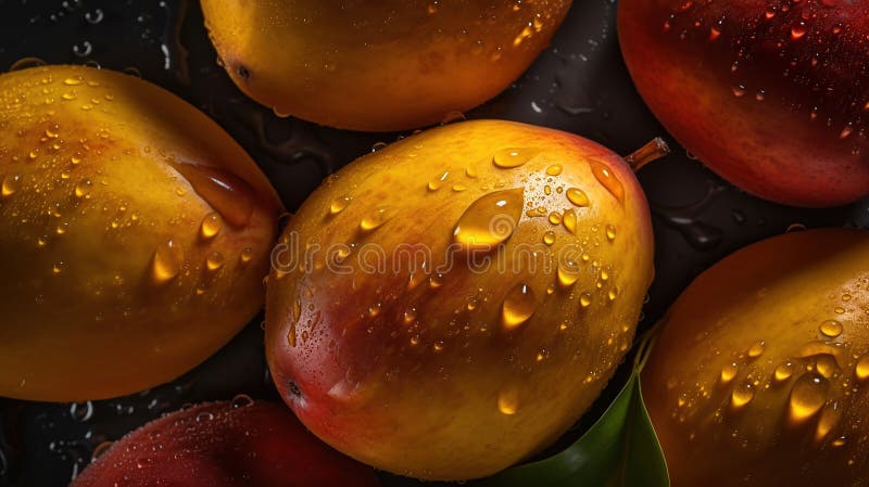 Top View of Fresh Mango on Dark Background. Generative AI Stock ...