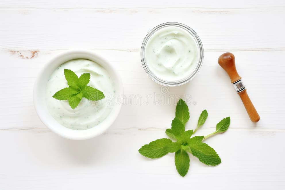 Top View of Fresh Mint Leaves and Homemade Toothpaste Stock Image ...
