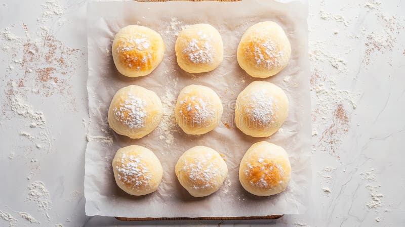 A Top View of Fresh Pastries on Parchment Paper with a Light Backdrop ...