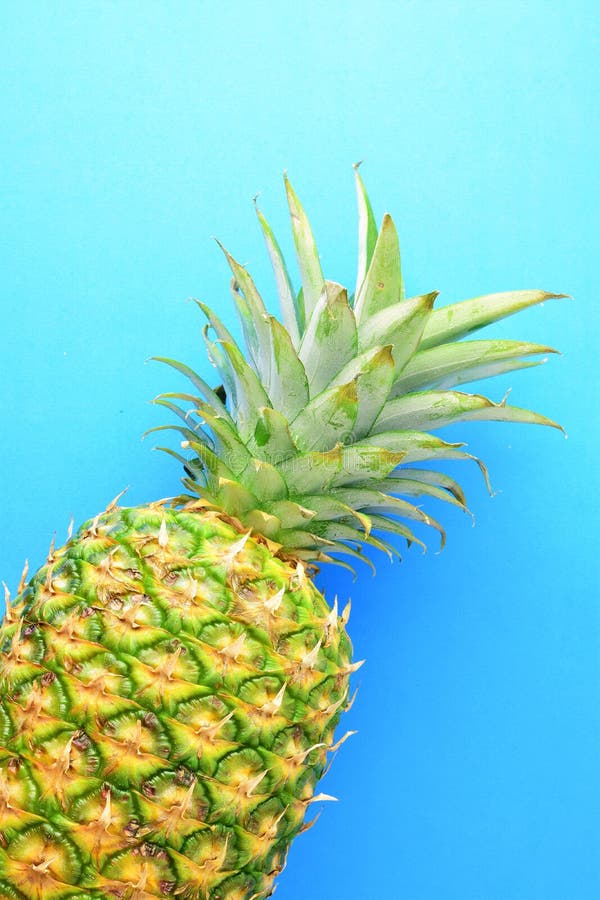Top View of Fresh Pineapple on a Blue Surface Stock Image - Image of ...