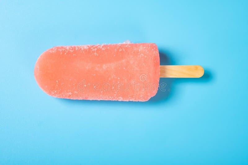 Fresh Pink Popsicle on a Blue Background Stock Photo - Image of cold ...
