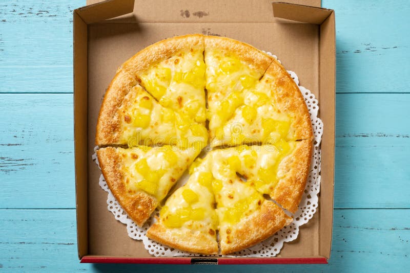 Fresh Pizza with Fruit Toppings in a Box Stock Image - Image of pastry ...