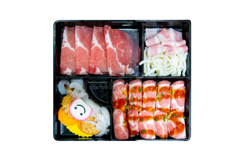 Top View of Fresh Sliced Pork Set, Focus Selective Stock Photo - Image ...