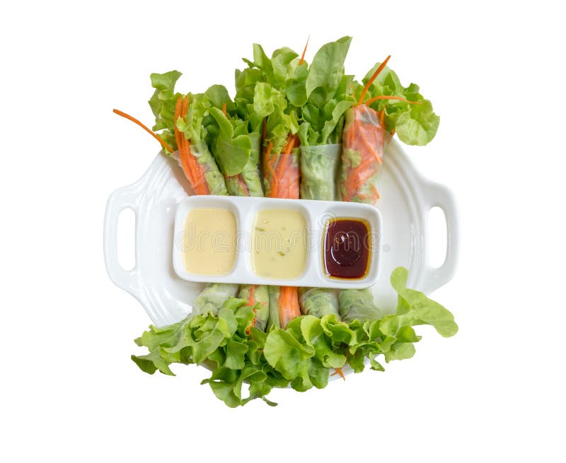 Top View of Fresh Vegetable Spring Roll Isolated on White Background ...