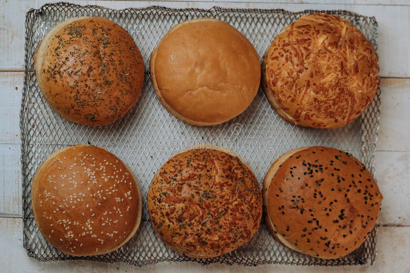 Top View of Freshly Baked Burger Buns Stock Image - Image of food ...