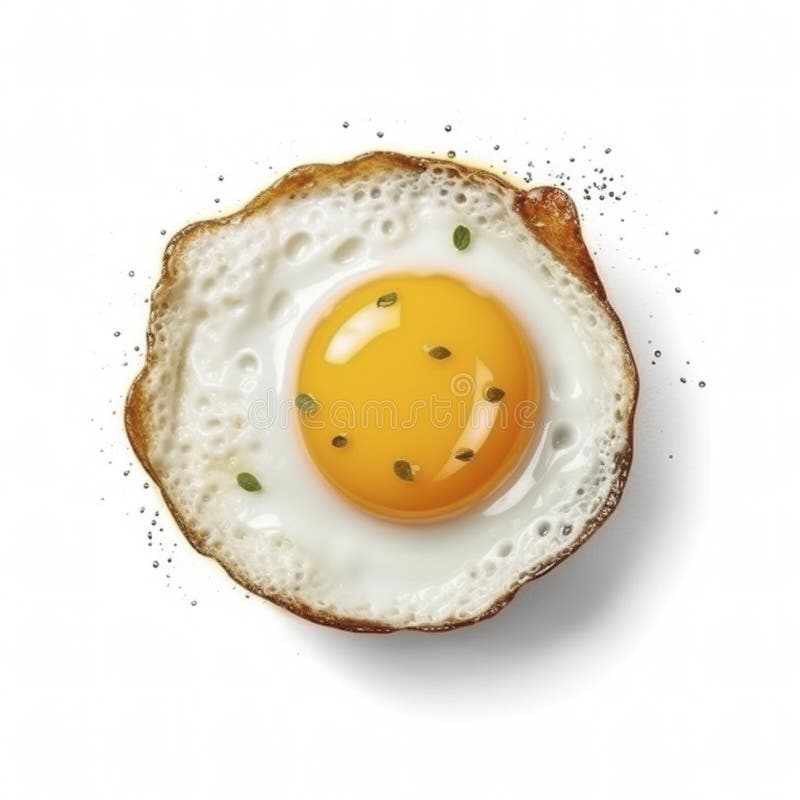 Top View at Fried Egg on White Background, Created with Generative AI ...